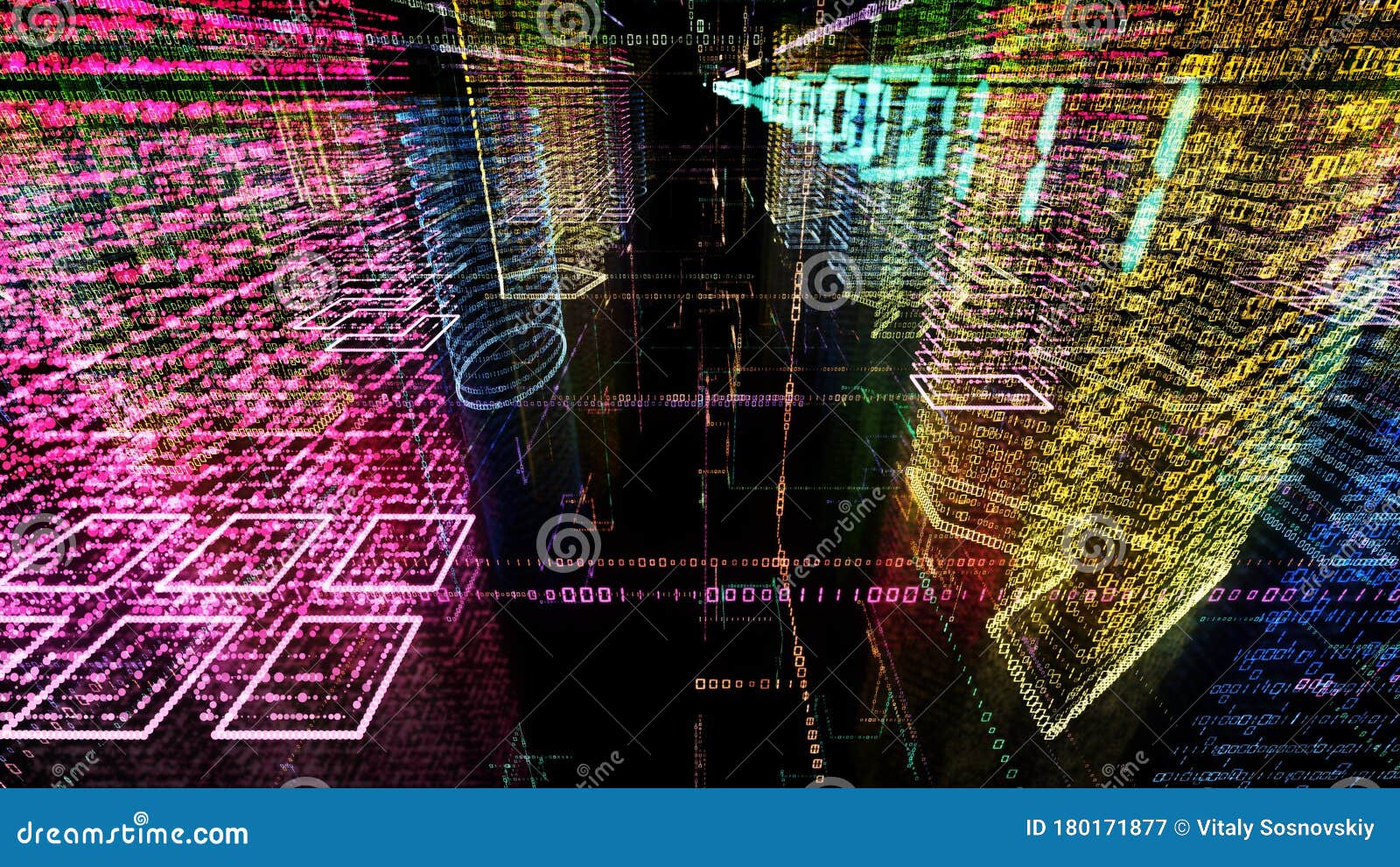 3D Rendering of Abstract Virtual City Inside a Computer System ...
