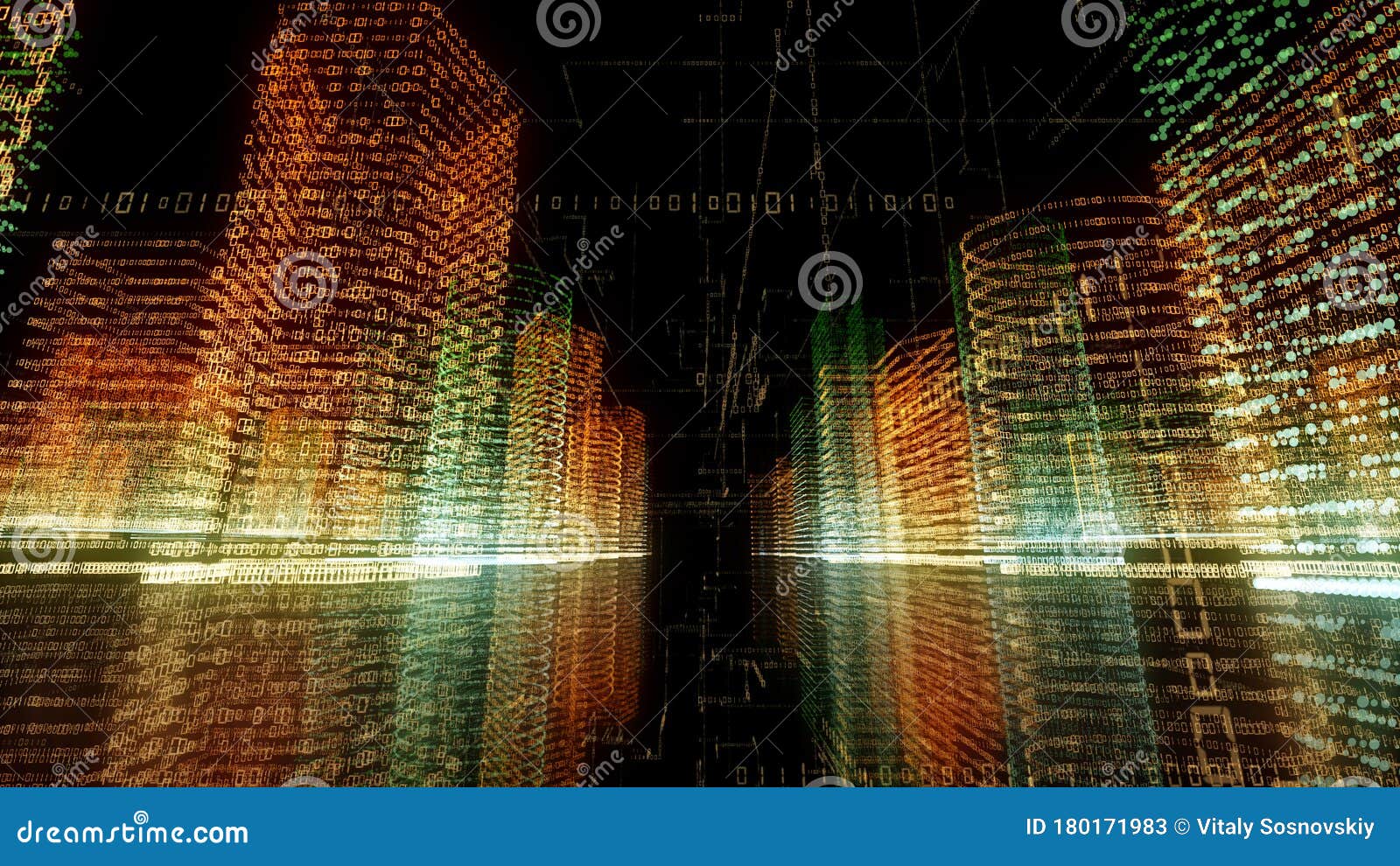 3D Rendering of Abstract Virtual City Inside a Computer System ...