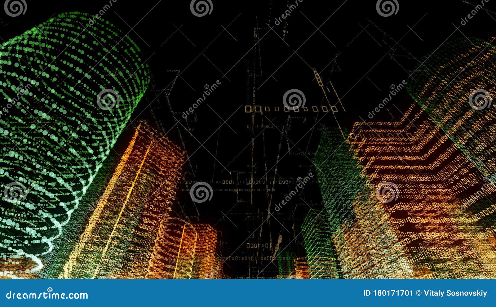 3D Rendering of Abstract Virtual City Inside a Computer System ...