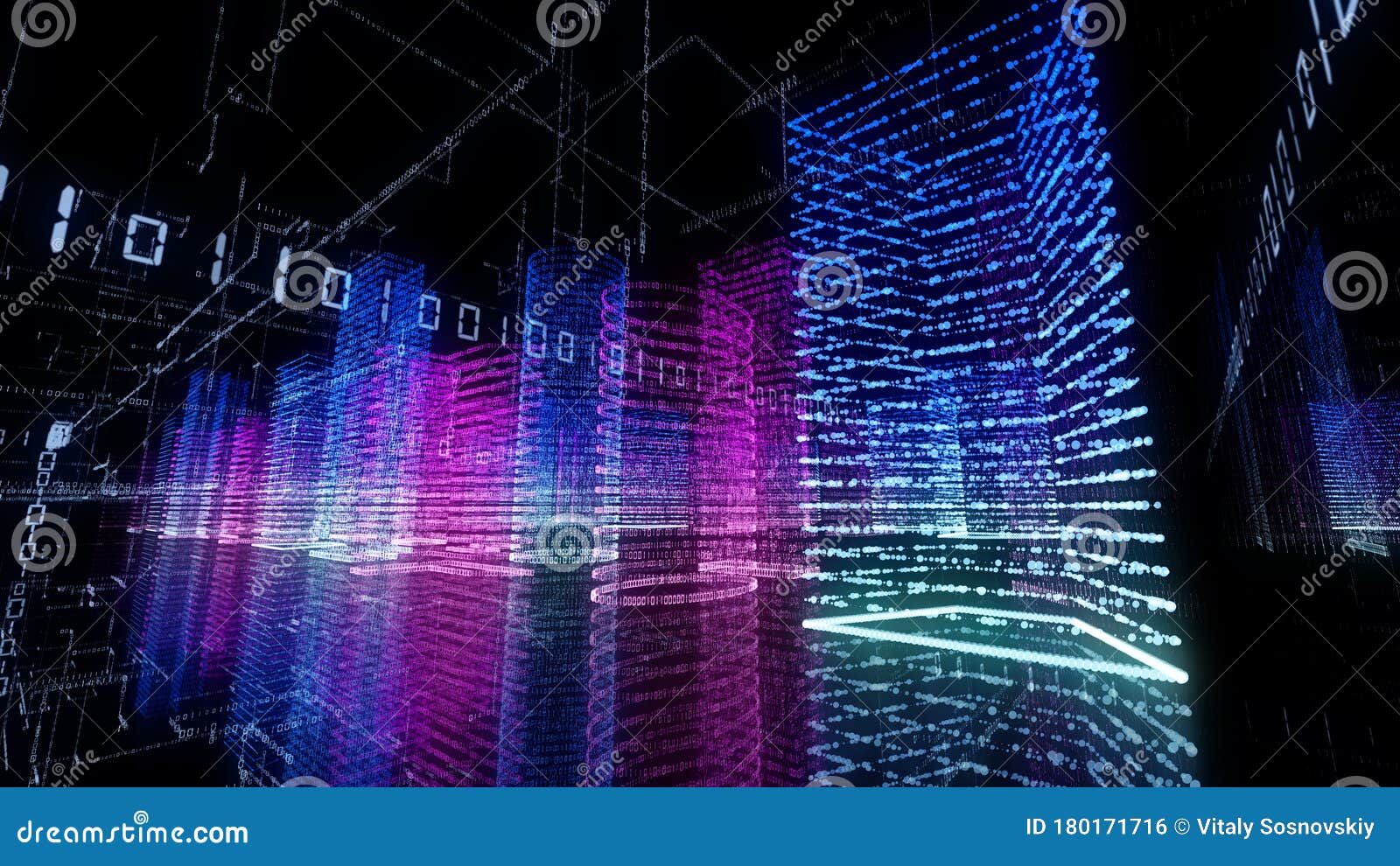 3D Rendering of Abstract Virtual City Inside a Computer System ...