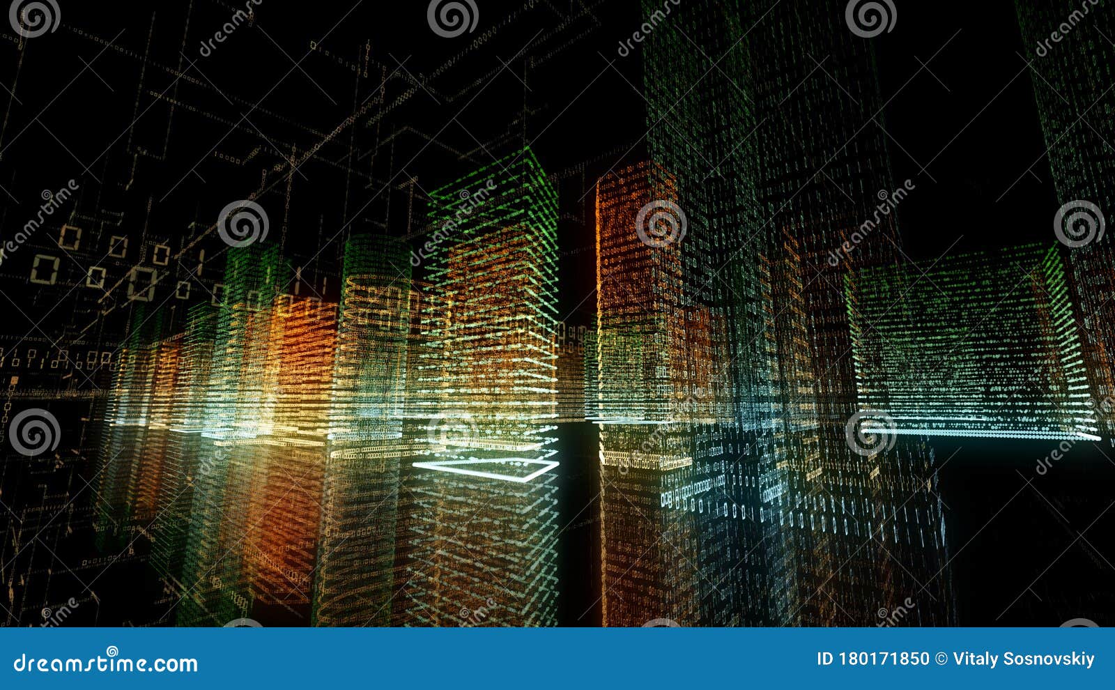 3D Rendering of Abstract Virtual City Inside a Computer System ...