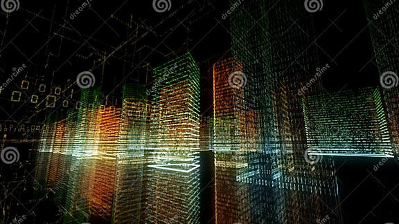 3D Rendering of Abstract Virtual City Inside a Computer System ...