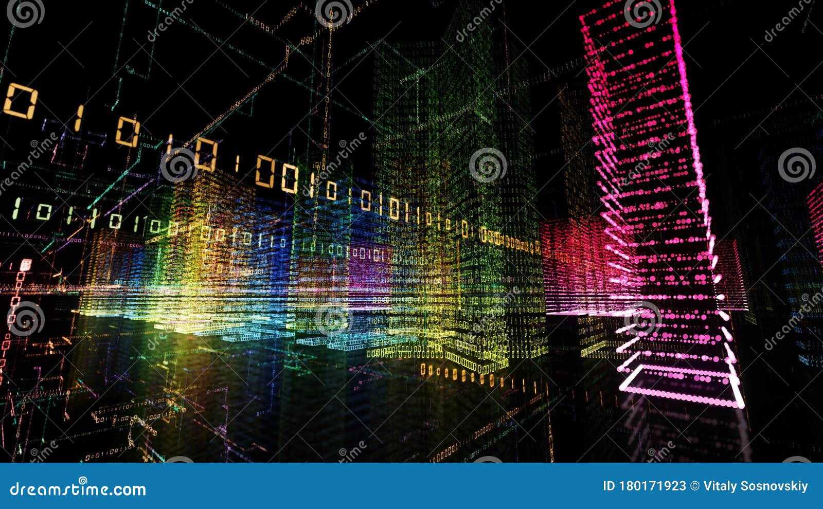 3D Rendering of Abstract Virtual City Inside a Computer System ...