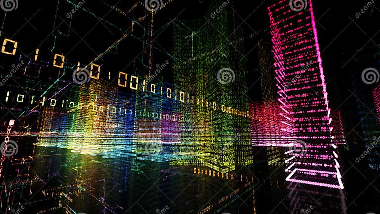 3D Rendering of Abstract Virtual City Inside a Computer System ...