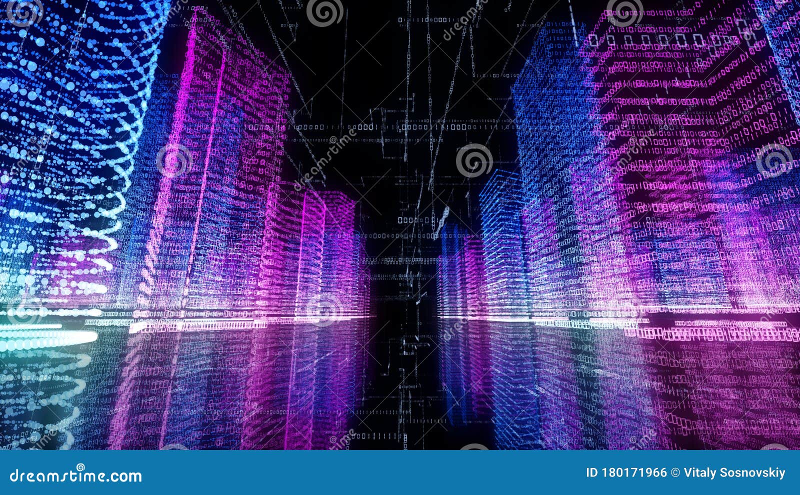 3D Rendering of Abstract Virtual City Inside a Computer System ...