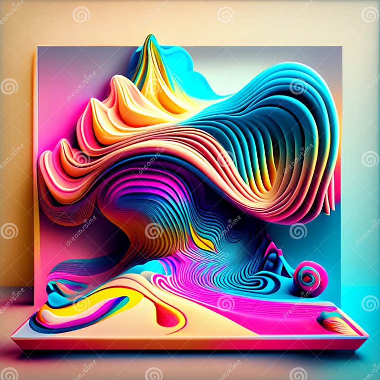 3d Rendering Abstract Wavy Background Computer Generated Illustration Ai Generated Stock