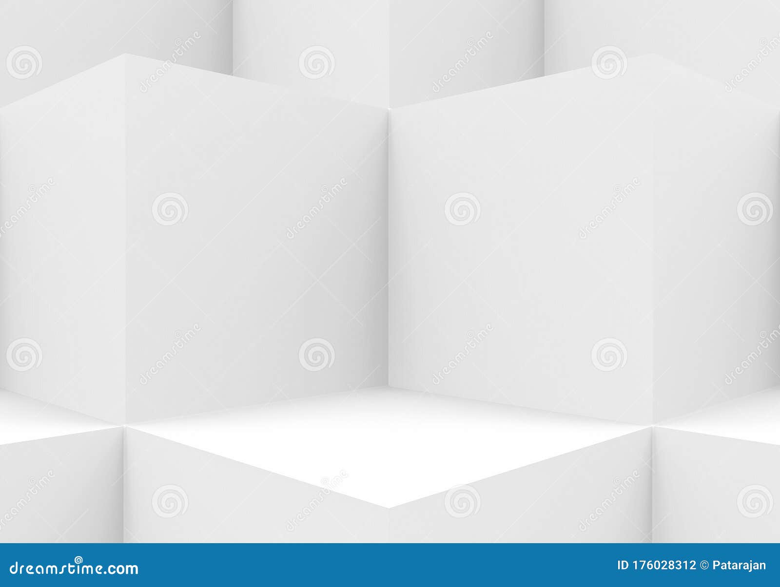 3d Rendering. Abstract White Cube Boxes Corner Wall Background Stock ...