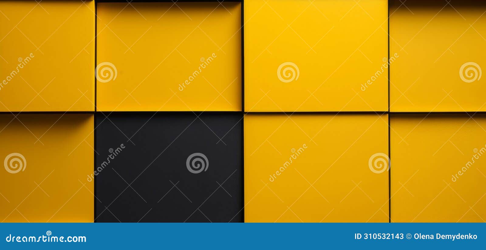 Bright Yellow and Black 3D Rendering of Abstract Geometric Shapes ...