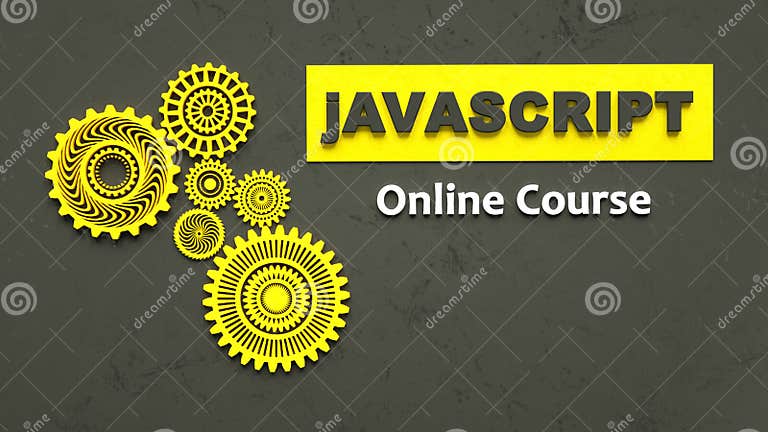 3d Rendering of Advertising Banner for Javascript Online Course. E-learning Stock Illustration ...