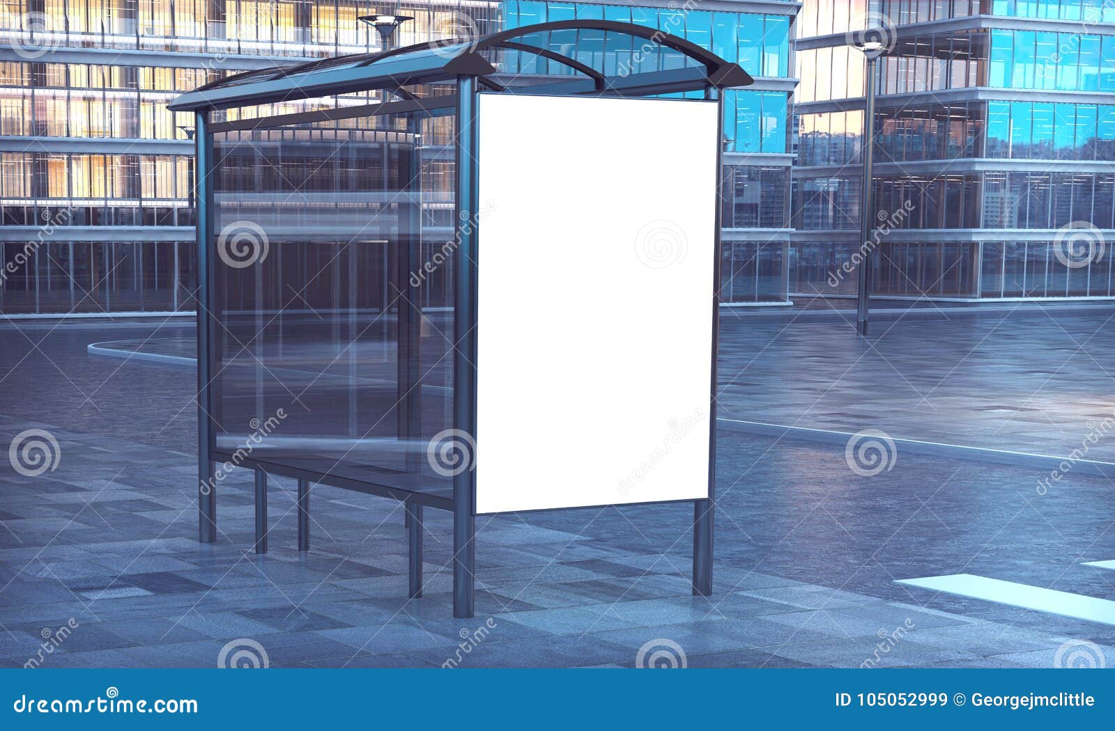 Advertising White Template on Bus Stop Stock Illustration ...