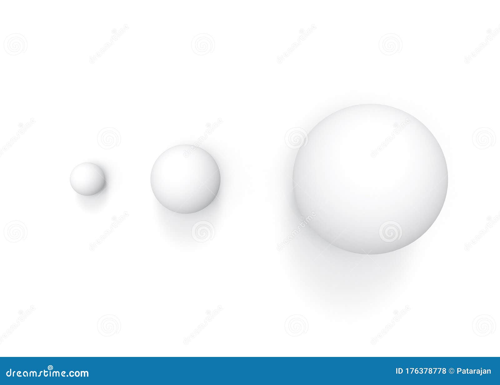 3d Rendering. Aerial View of Simple White Small To Big Sphere Ball ...