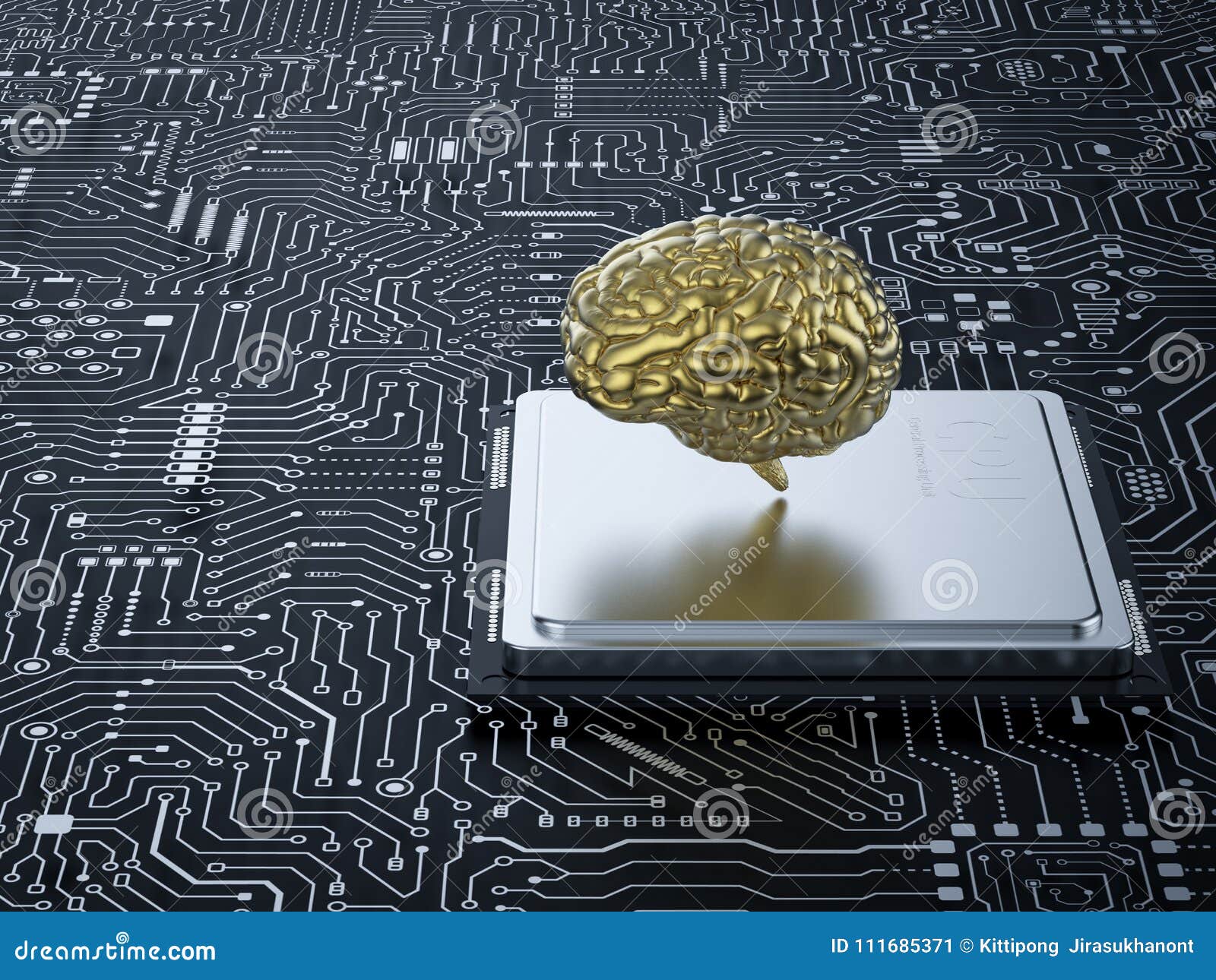 Brain on cpu stock image. Image of board, microcircuit - 111685371
