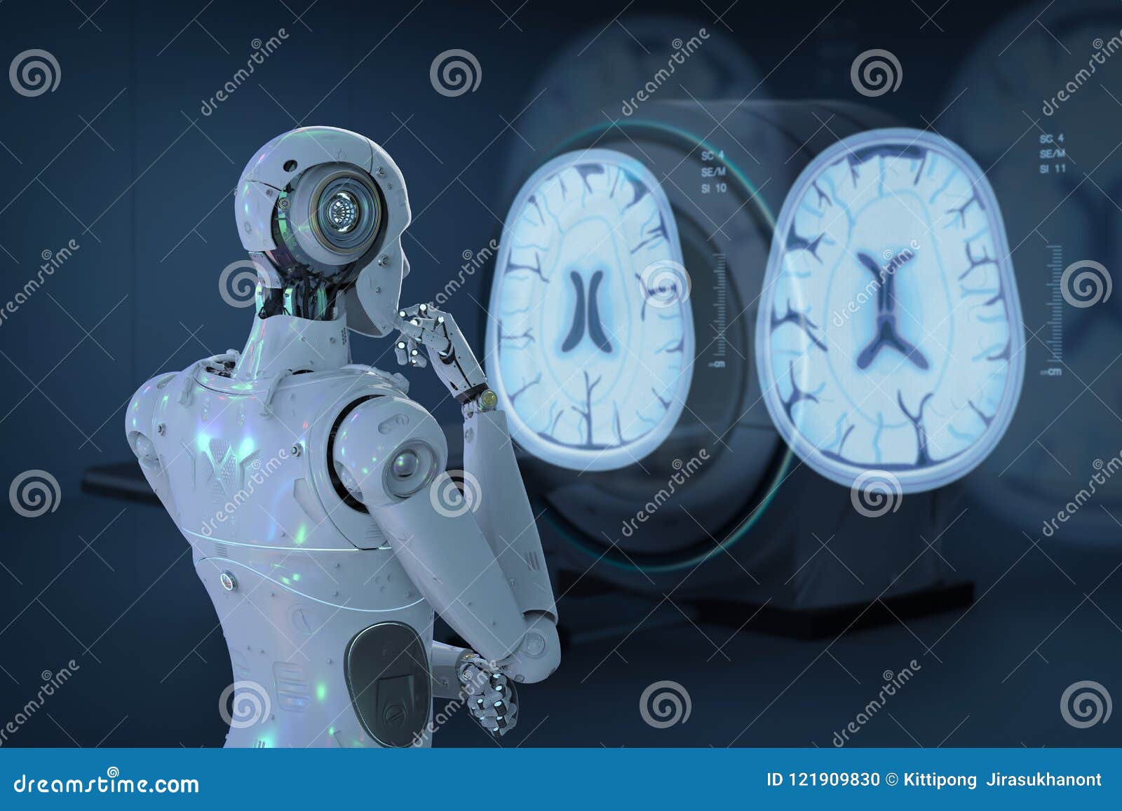 Brain MRI Tomography Cartoon Illustration Of Doctor And Patient On Head ...