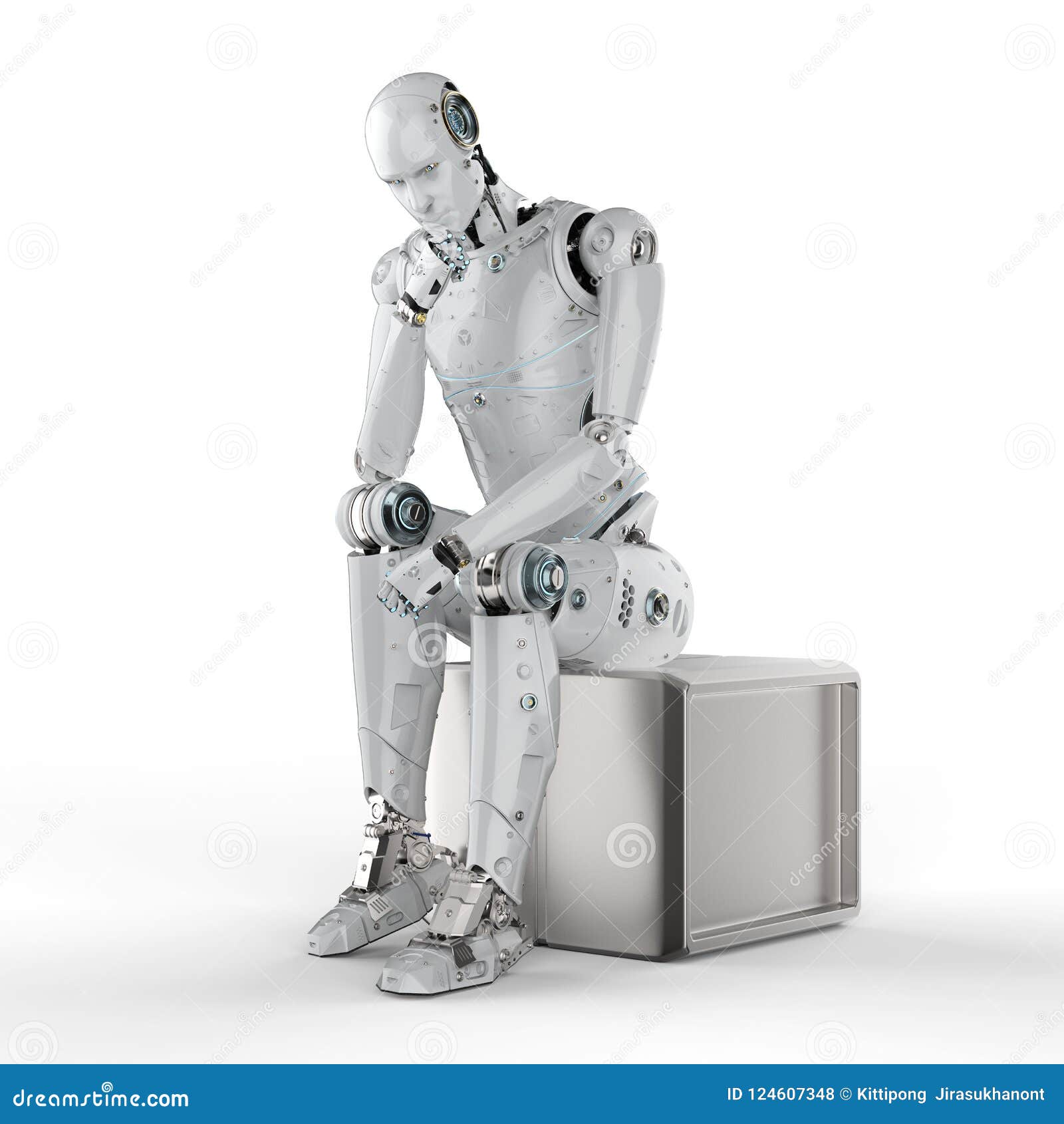Ai robot thinking stock illustration. Illustration of cyborg - 124607348