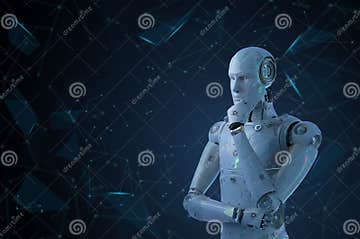 Ai robot thinking stock photo. Image of automaton, ponder - 123552072