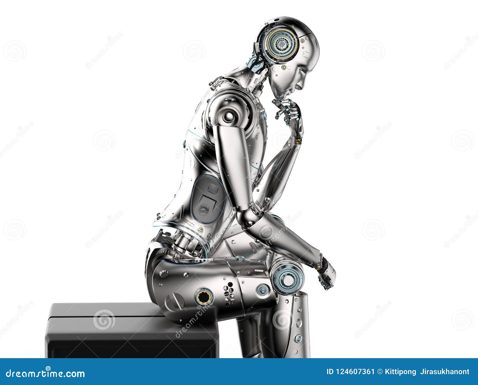 Ai robot thinking stock illustration. Illustration of digital - 124607361