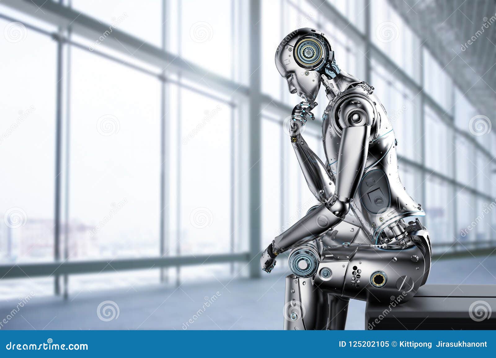 Ai robot thinking stock illustration. Illustration of automaton - 125202105