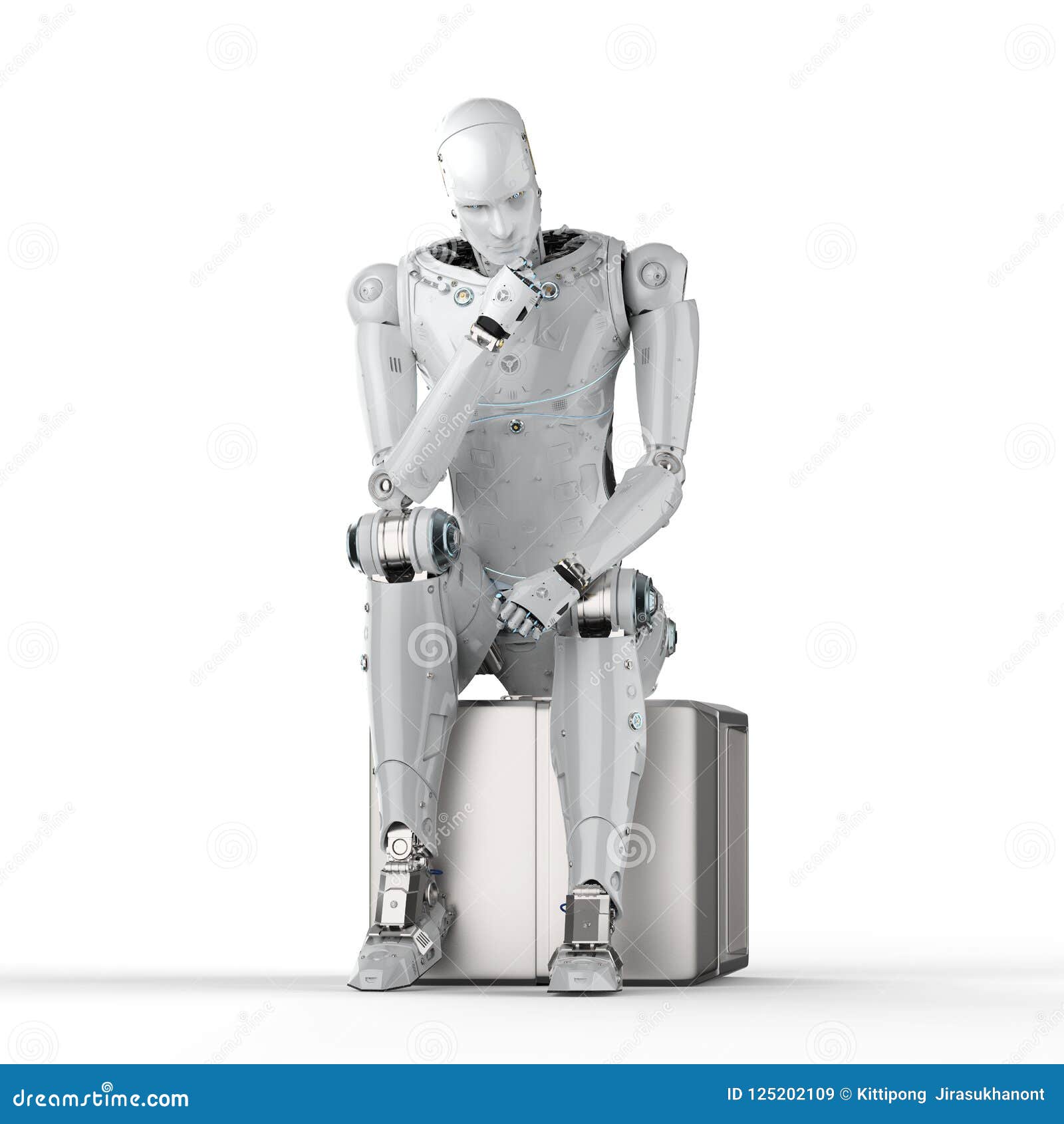 Ai robot thinking stock illustration. Illustration of robotic - 125202109