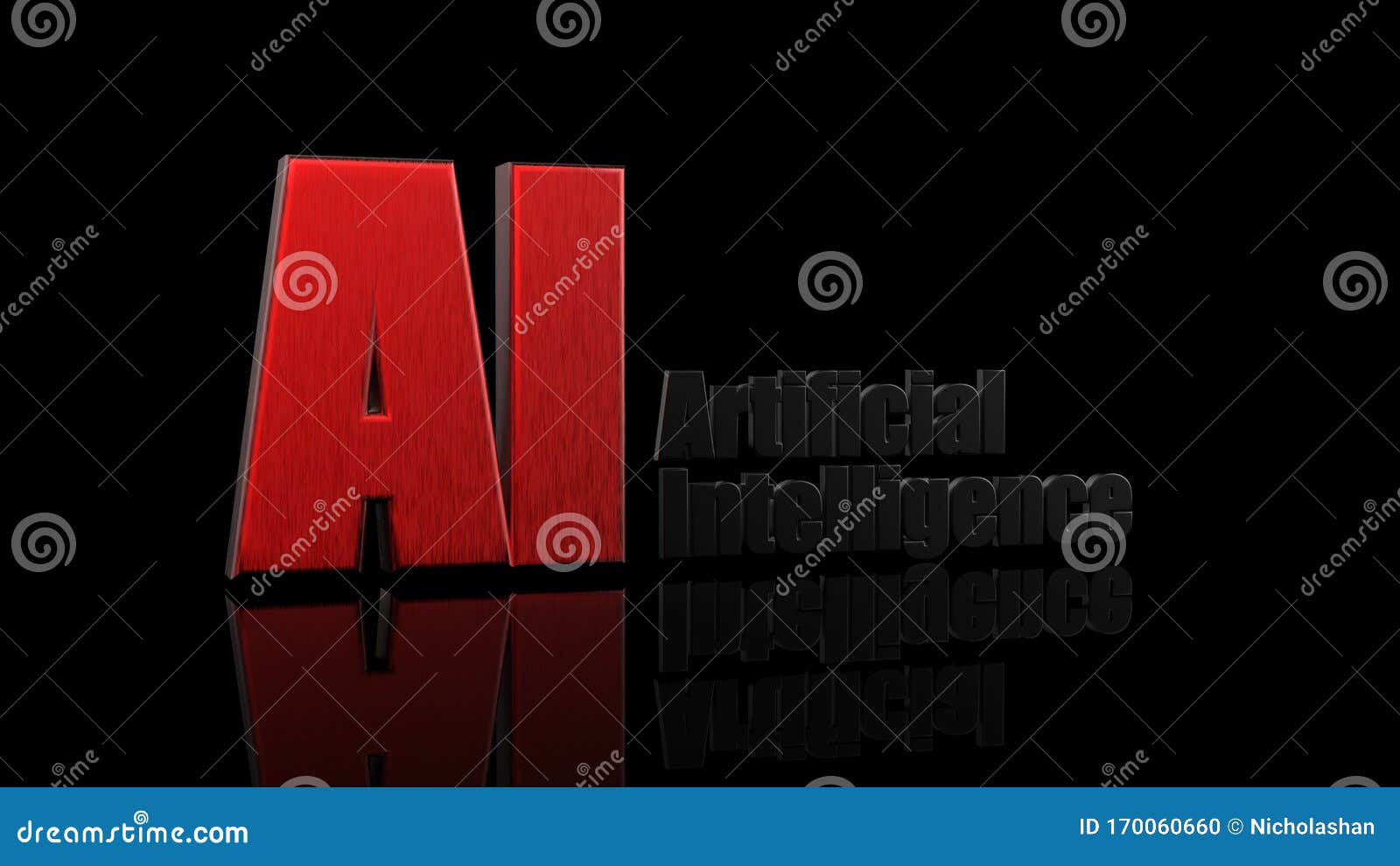 3d Rendering of 3D AI Wording with White Background Stock Illustration ...
