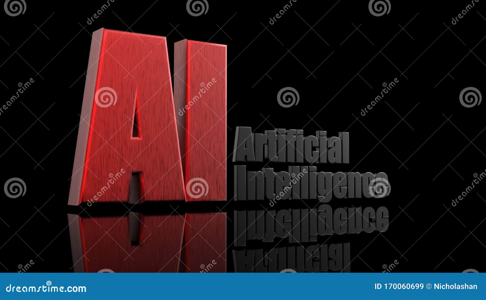 3d Rendering of 3D AI Wording with White Background Stock Illustration ...