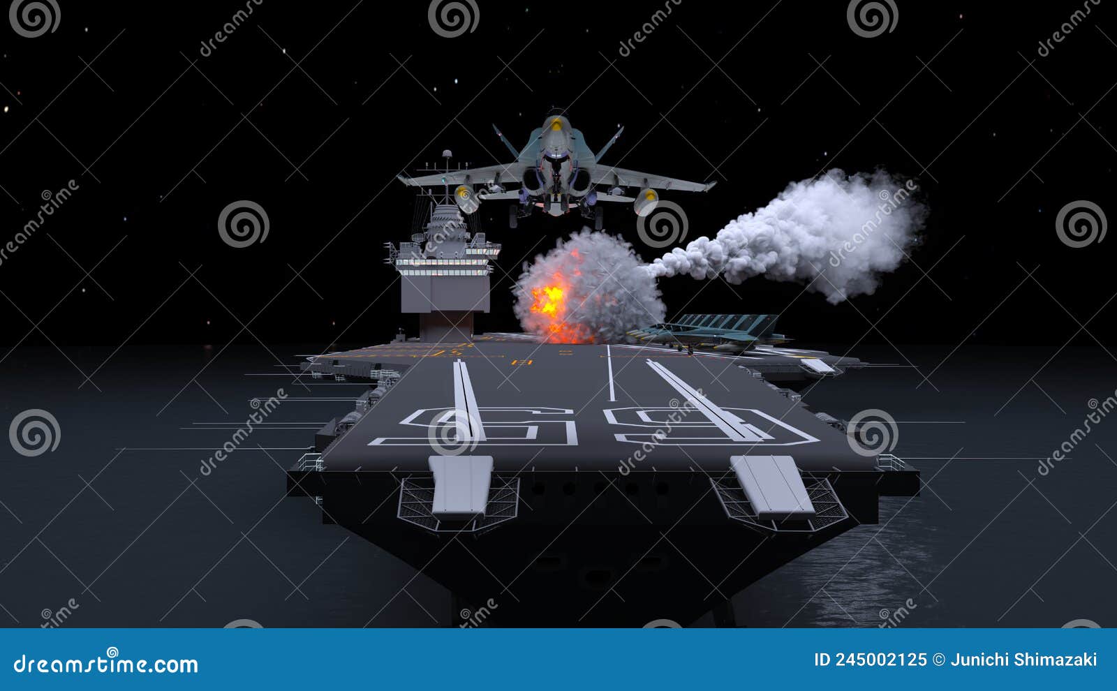 3D Rendering of the Aircraft Carrier Stock Illustration - Illustration ...