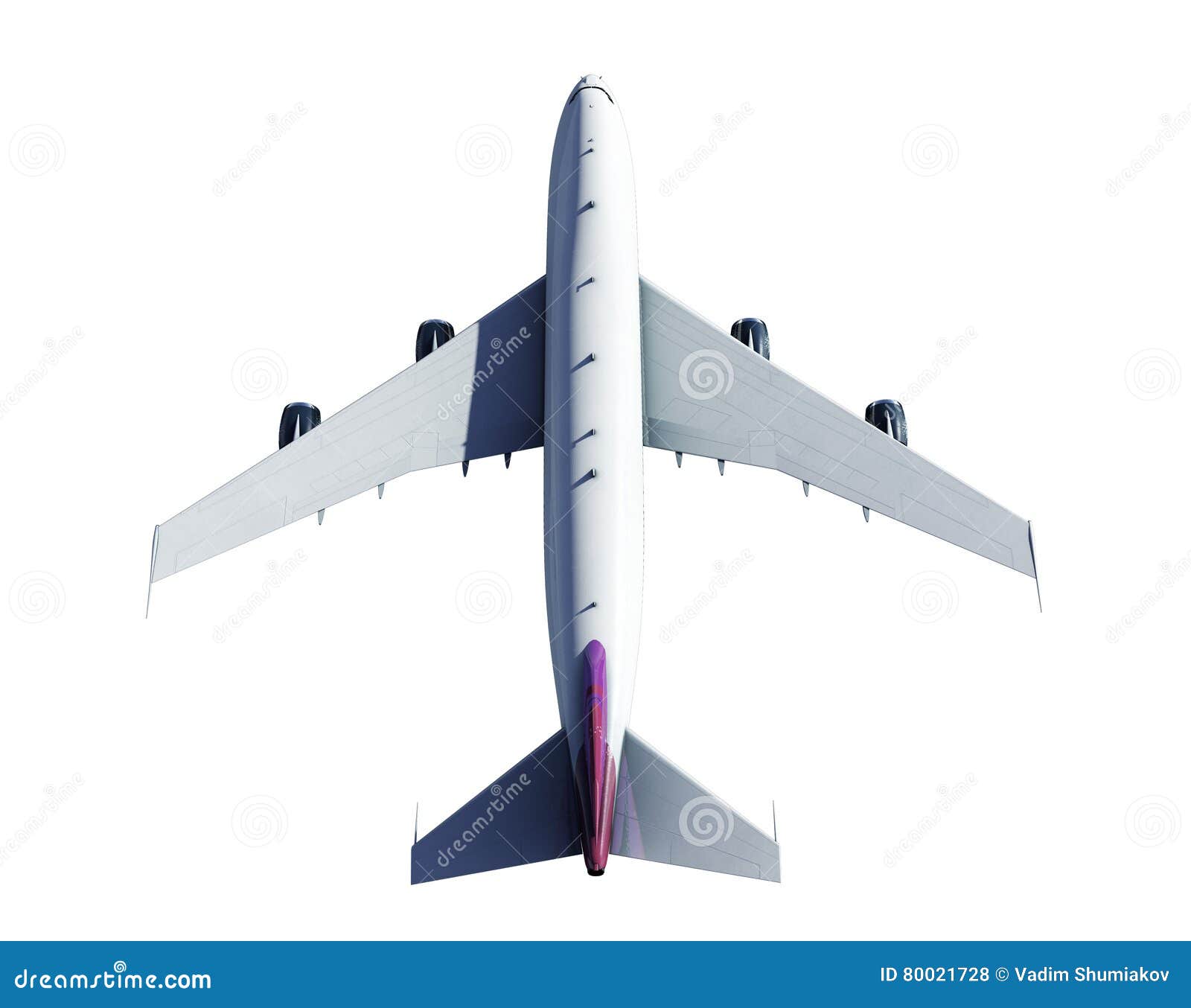 3d Rendering of an Airplane from Above Isolated on White Stock ...