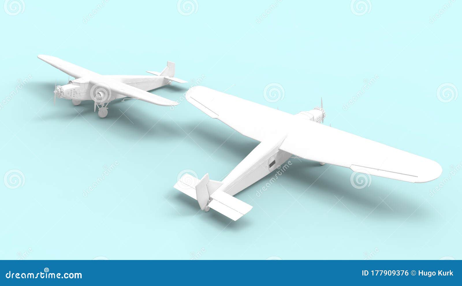 3D Rendering of a Airplane Dual Prop Proppellor Vintage Plane Stock ...