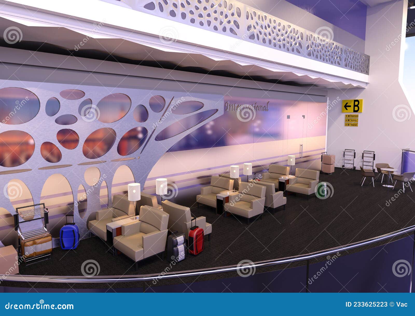 3D Rendering Airport Lounge Stock Illustration - Illustration of ...