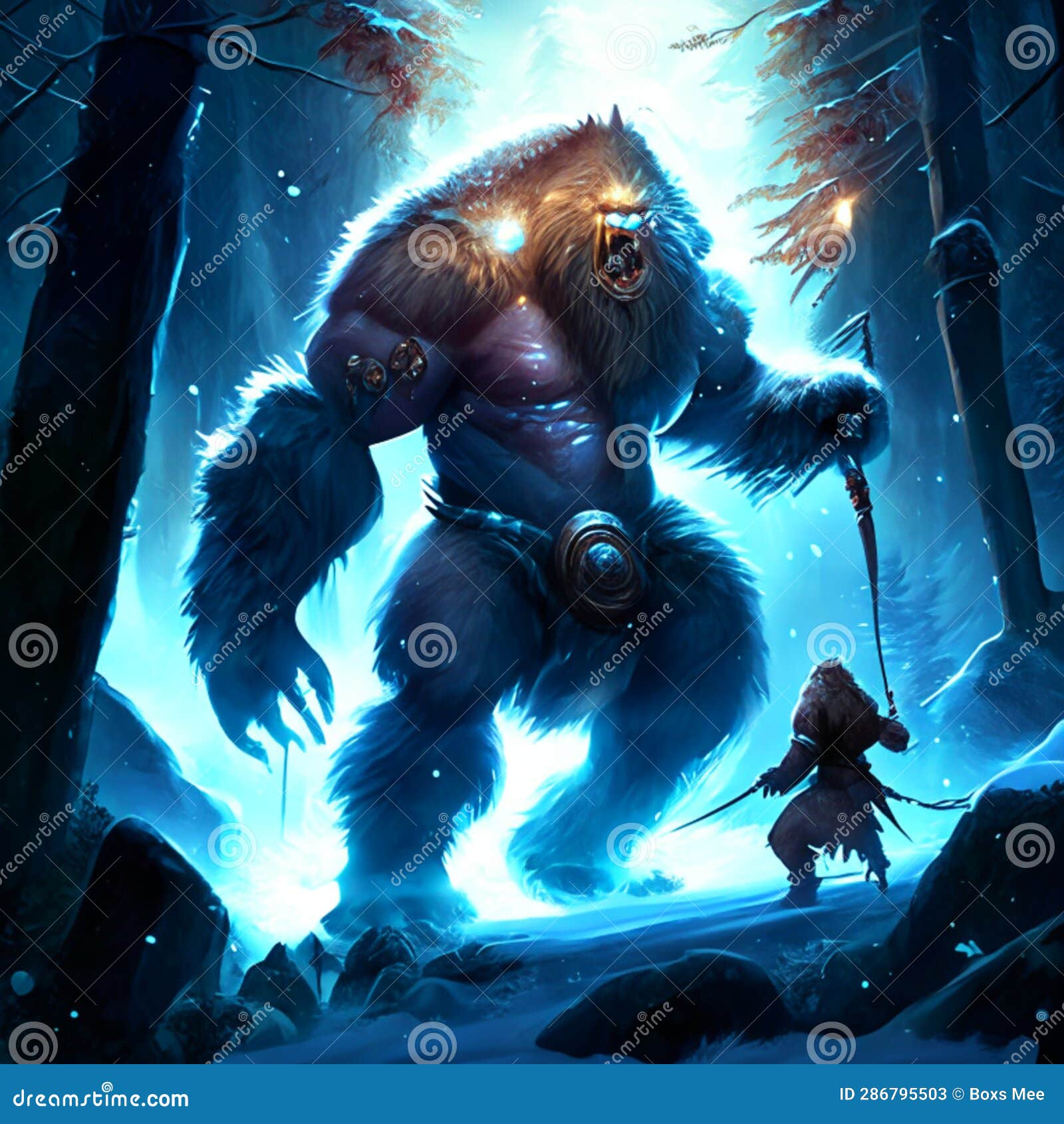 3D Rendering of an Alien Creature in a Fantasy Forest. 3D Illustration ...