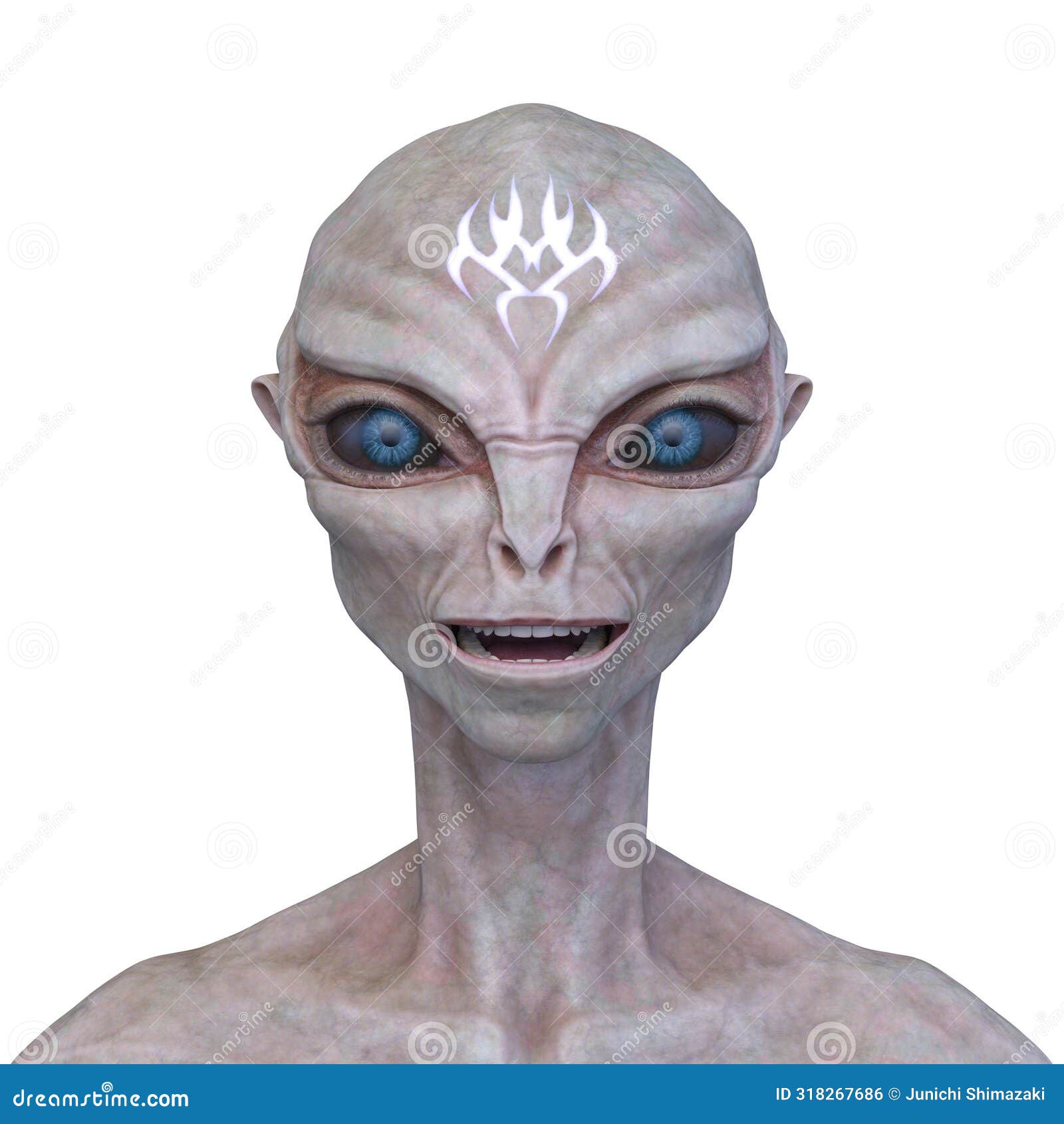 3D Rendering of an Alien Face Stock Illustration - Illustration of ...