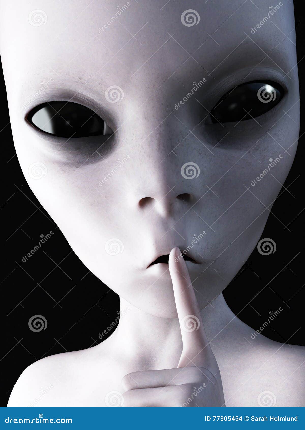 3D Rendering of an Alien Hushing. Stock Illustration - Illustration of ...