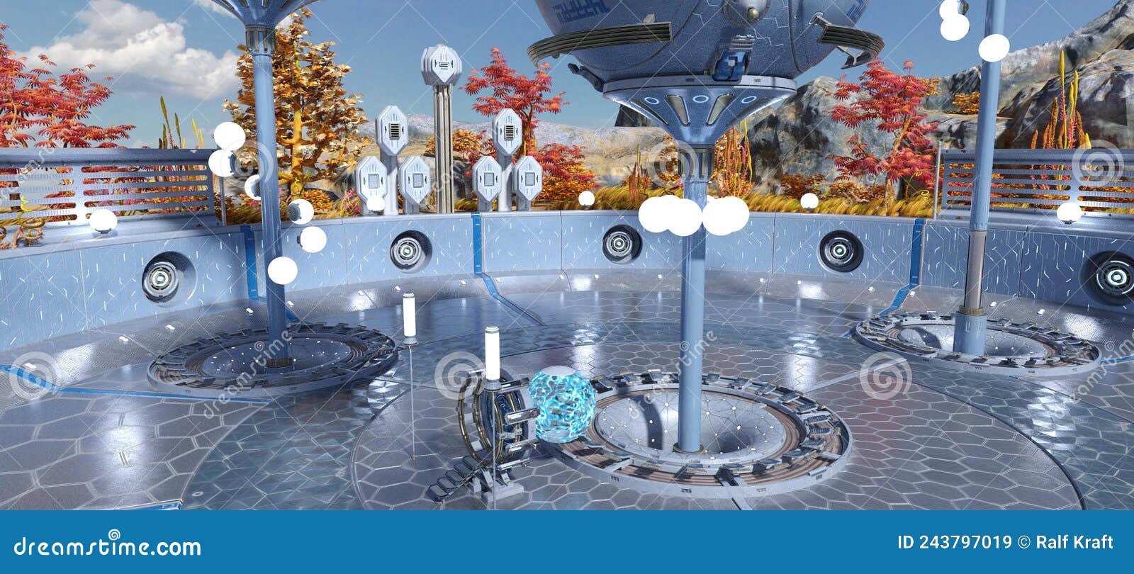 3D-illustration of an Alien Coty Somewhere in Space Stock Illustration ...