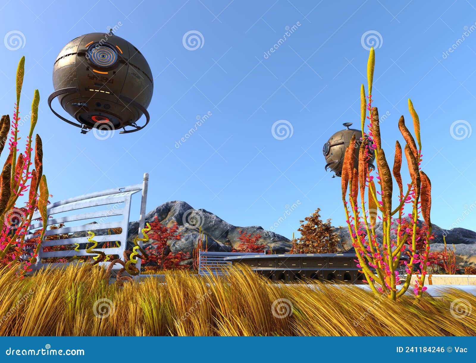 3D Rendering Alien Plantet stock illustration. Illustration of fiction ...