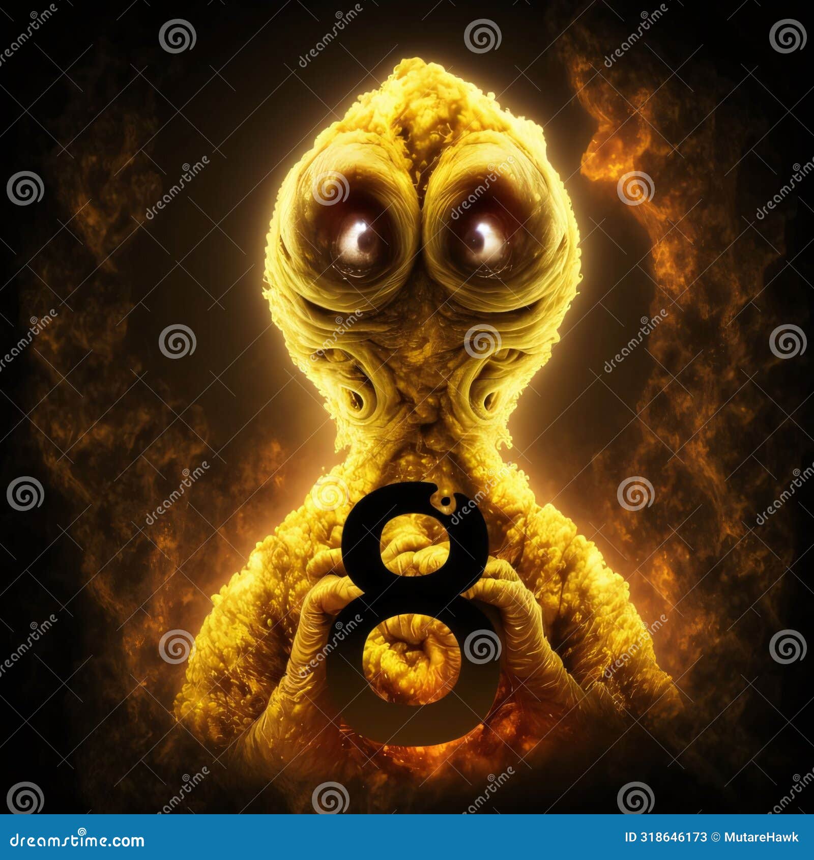 3D Rendering of an Alien with a Question Mark in His Hand Number 8 ...