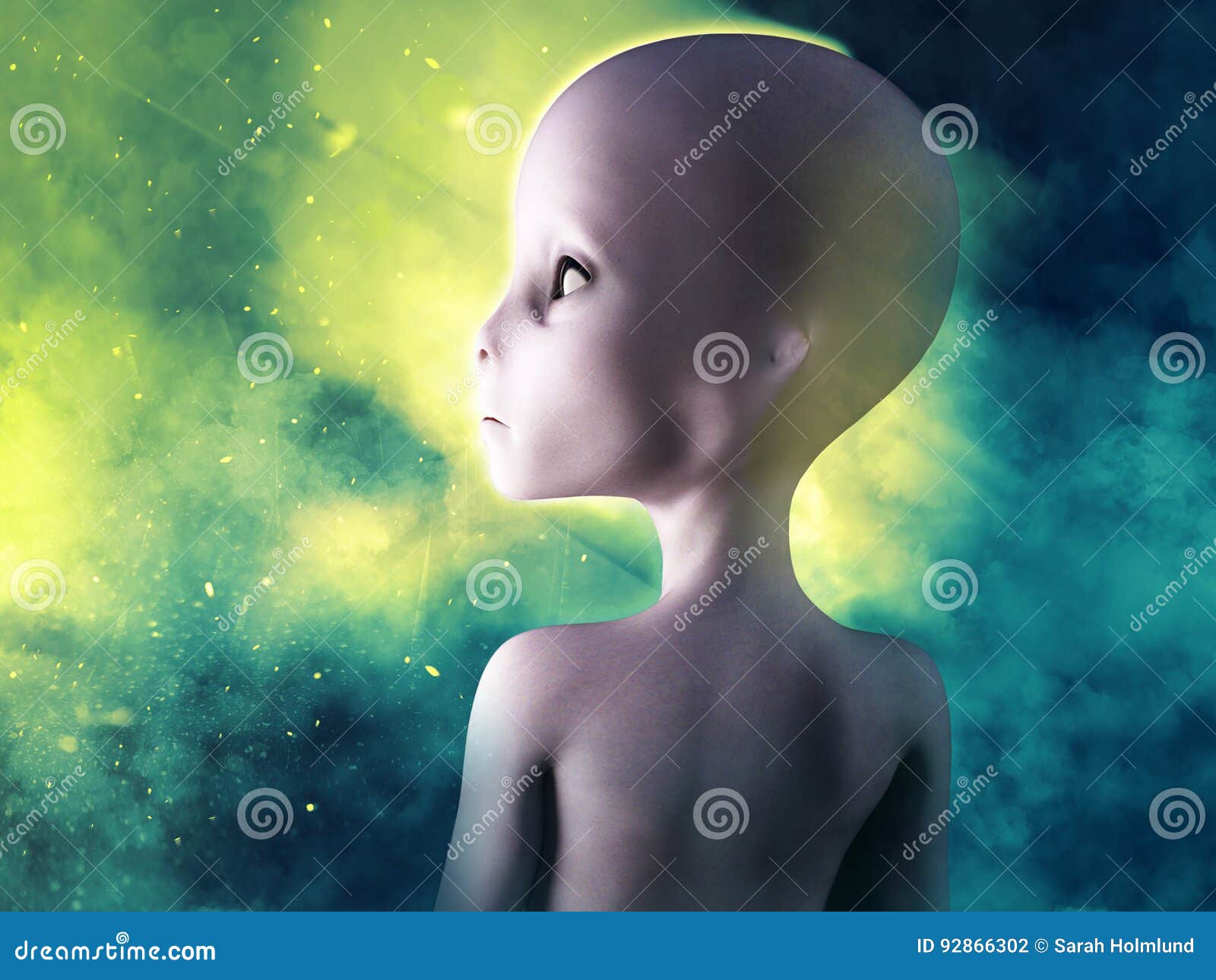 3D Rendering of an Alien with Smoke. Stock Illustration - Illustration ...