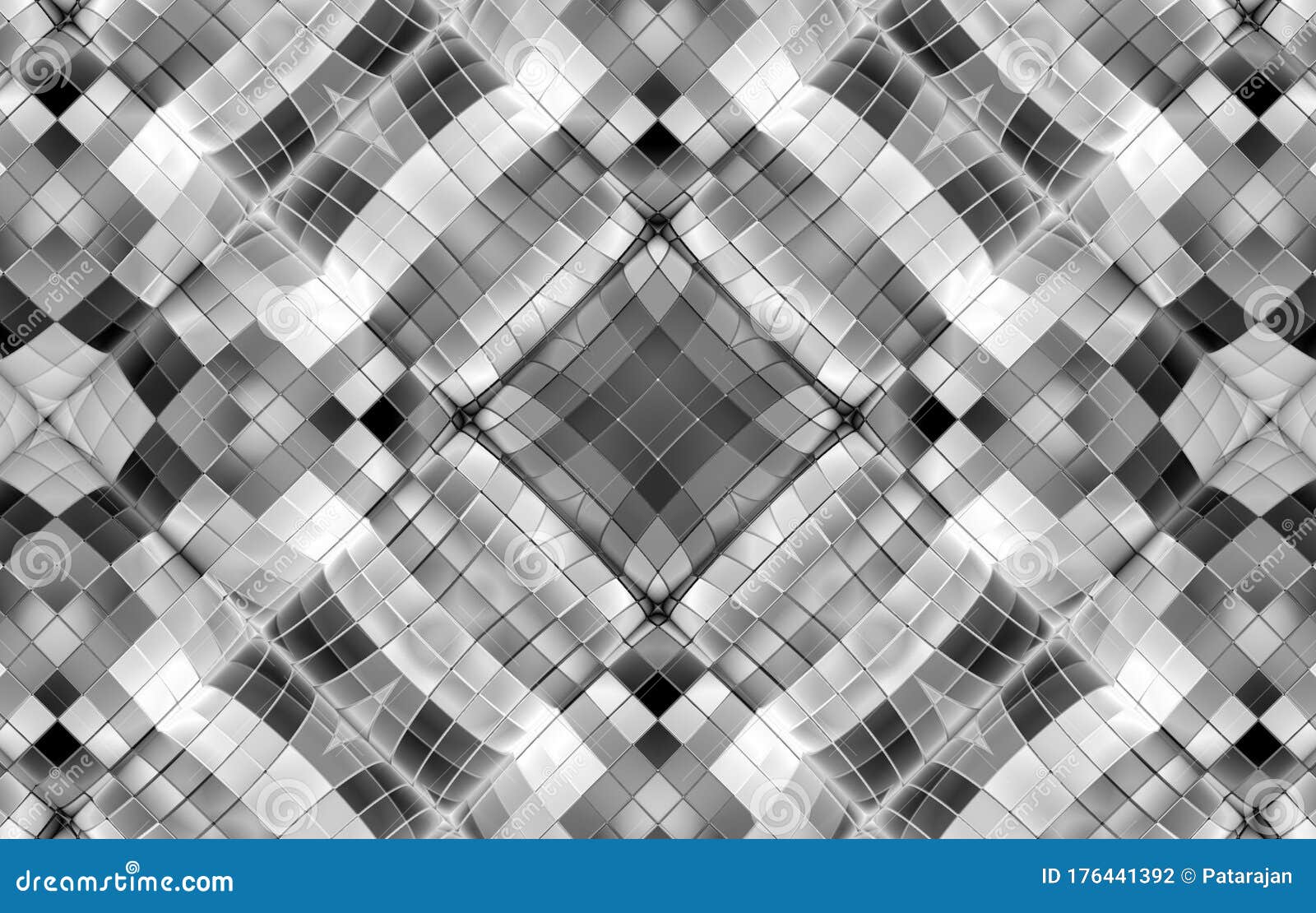 3d Rendering. Alternate Mirror Square Grid Art Design Pattern Tile Wall ...