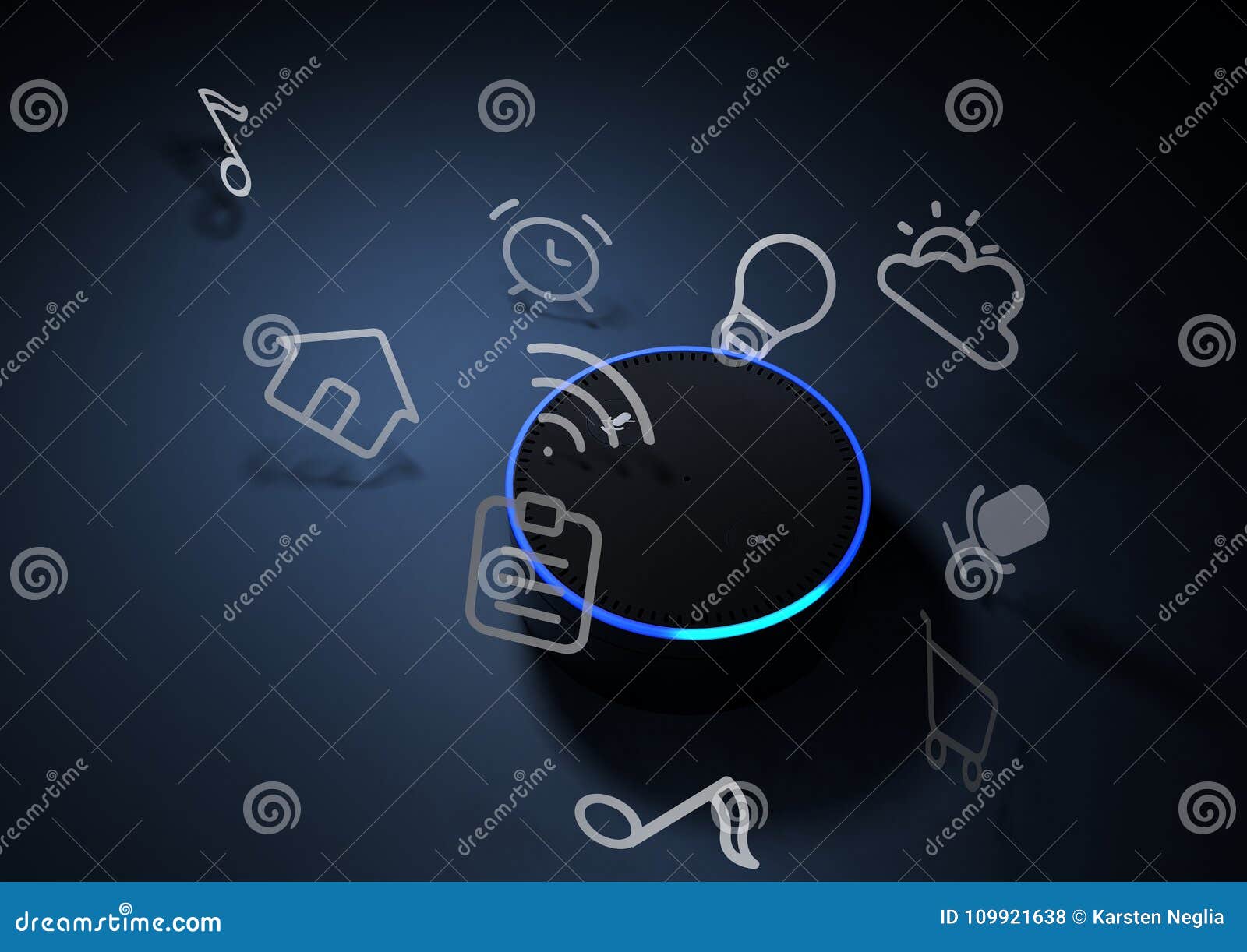 3d Rendering of Amazon Echo Voice Recognition System Stock Illustration ...
