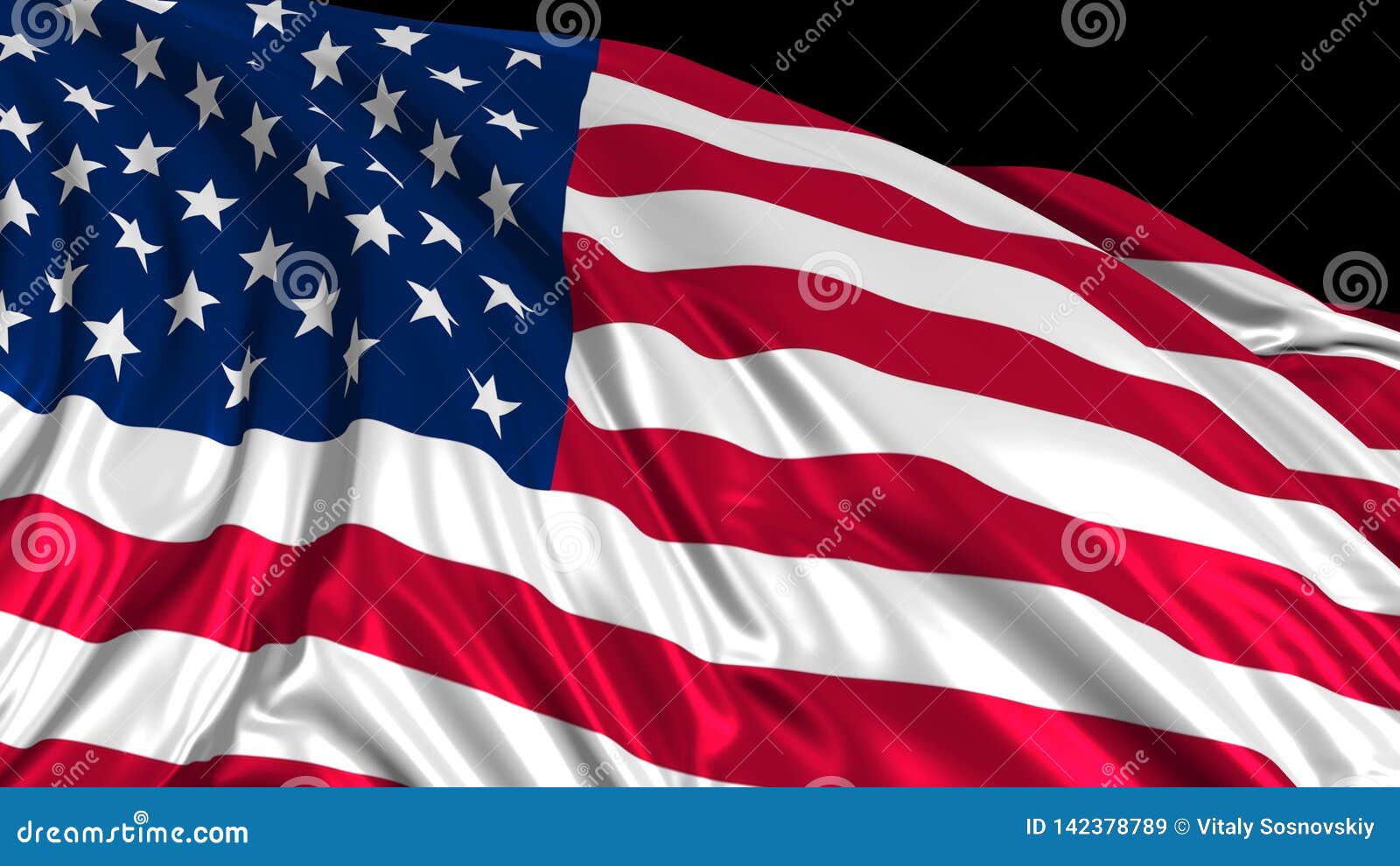 3D Rendering of an American Flag. Smoothly Developing in the Wind Stock ...