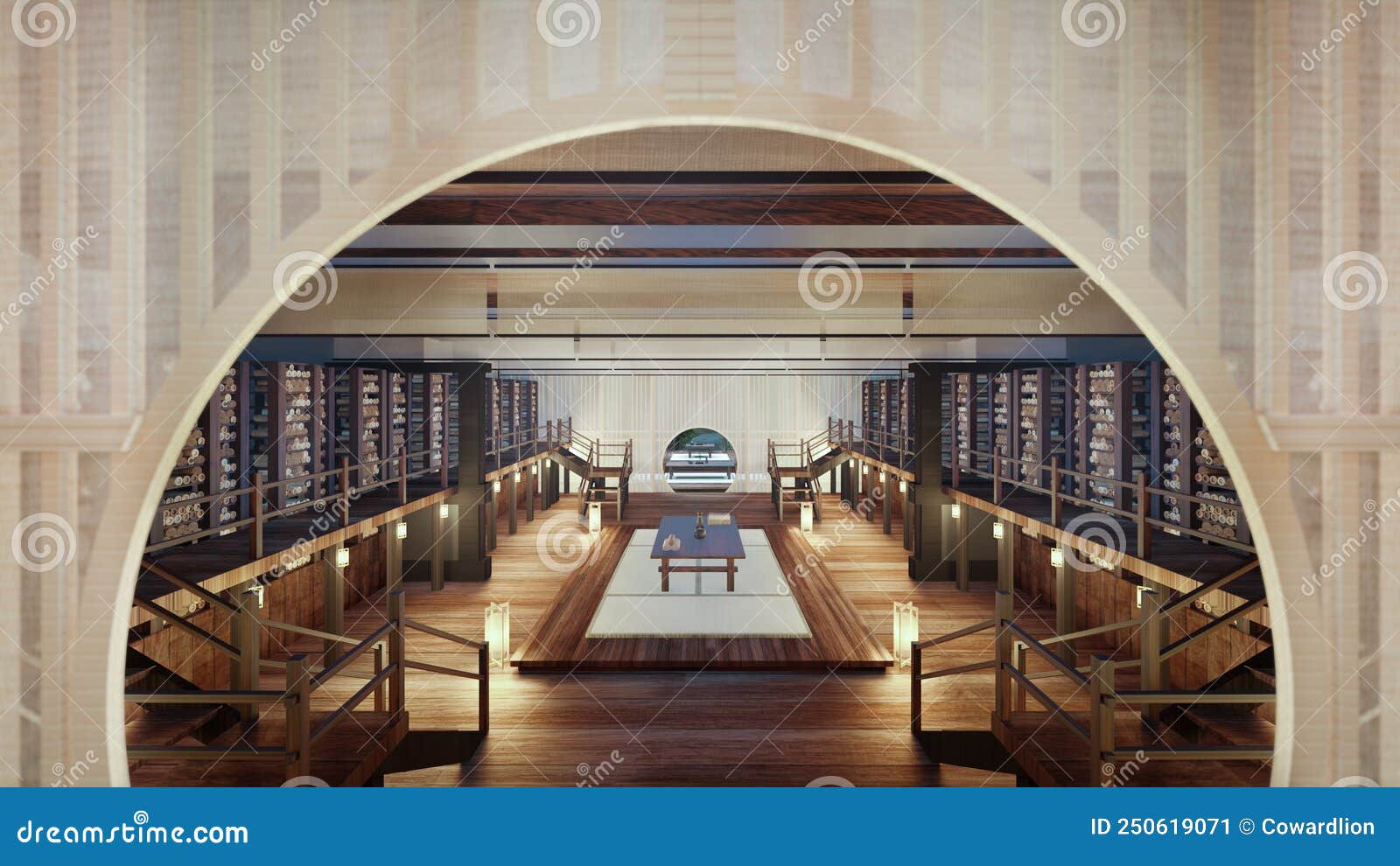 3D Rendering of an Ancient Chinese Bamboo Scroll Book Library Stock ...