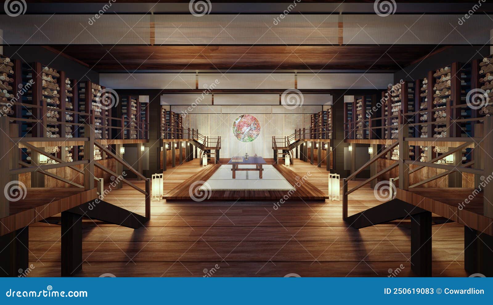 3D Rendering of an Ancient Chinese Bamboo Scroll Book Library Stock ...