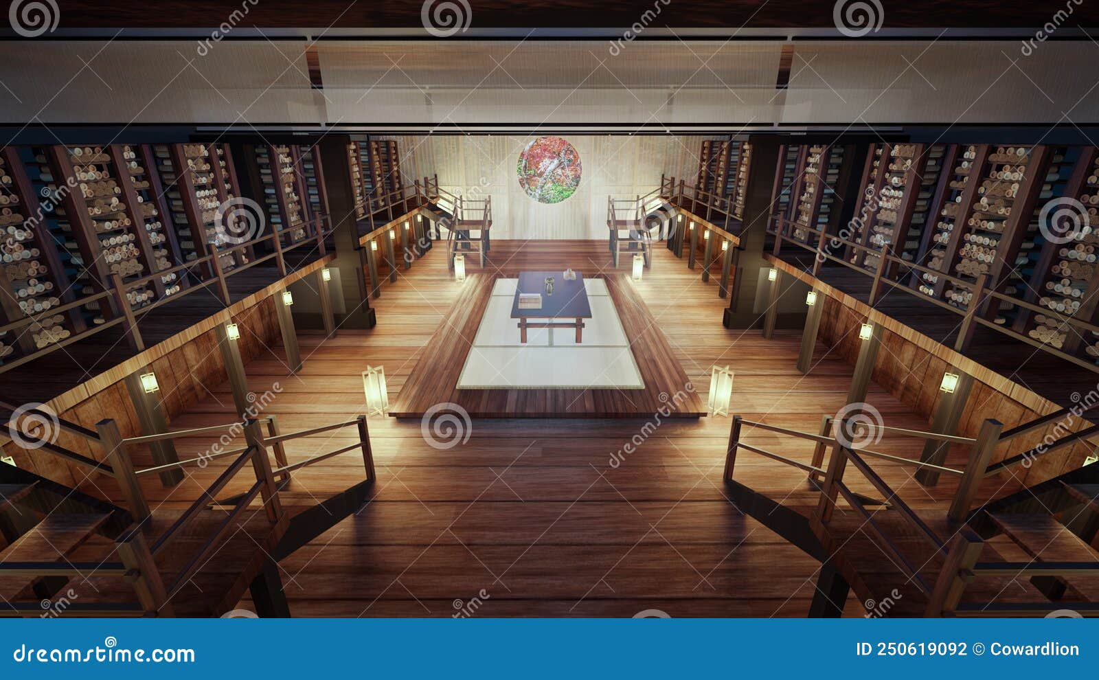 3D Rendering of an Ancient Chinese Bamboo Scroll Book Library Stock ...