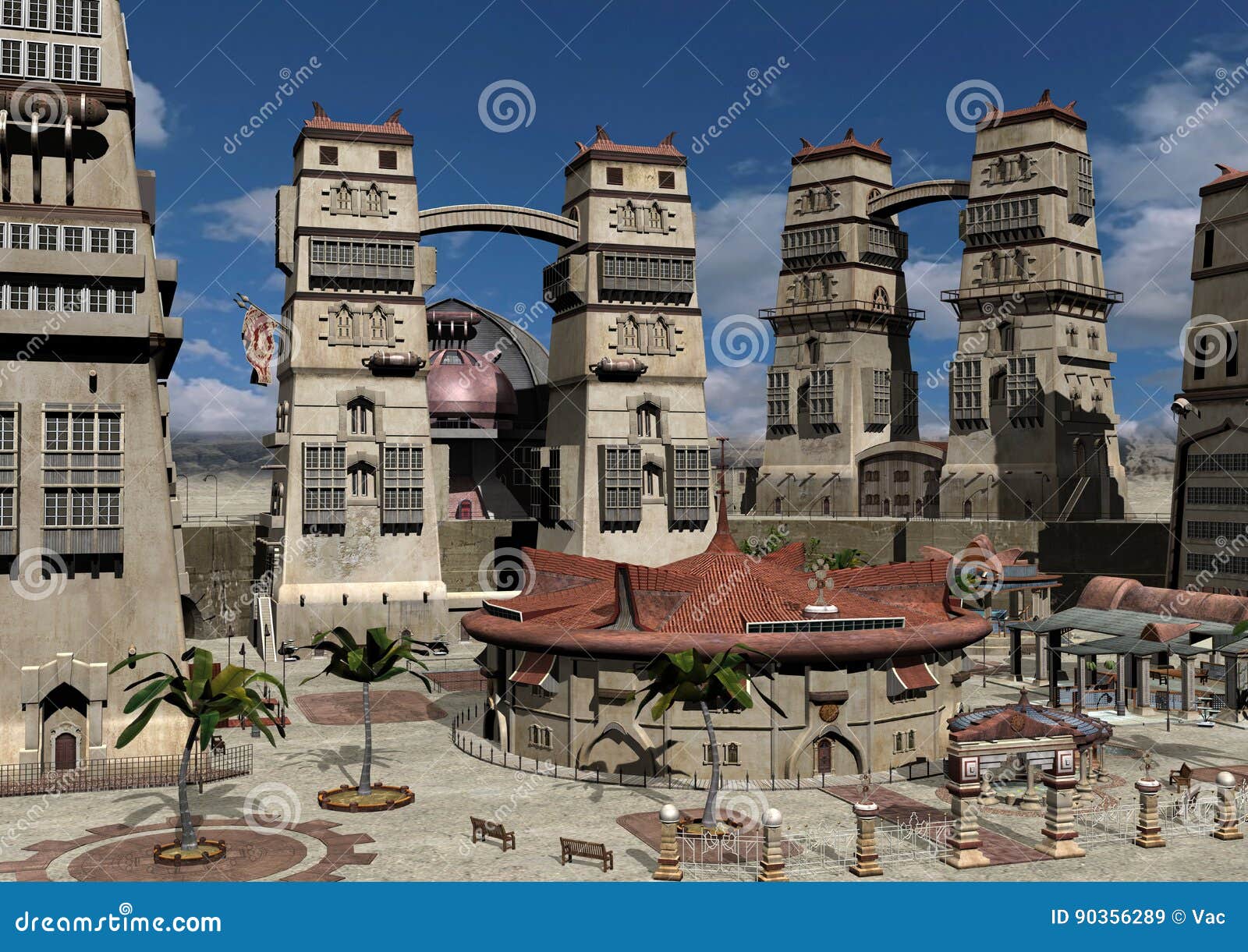 3D Rendering Ancient City stock illustration. Illustration of romantic ...