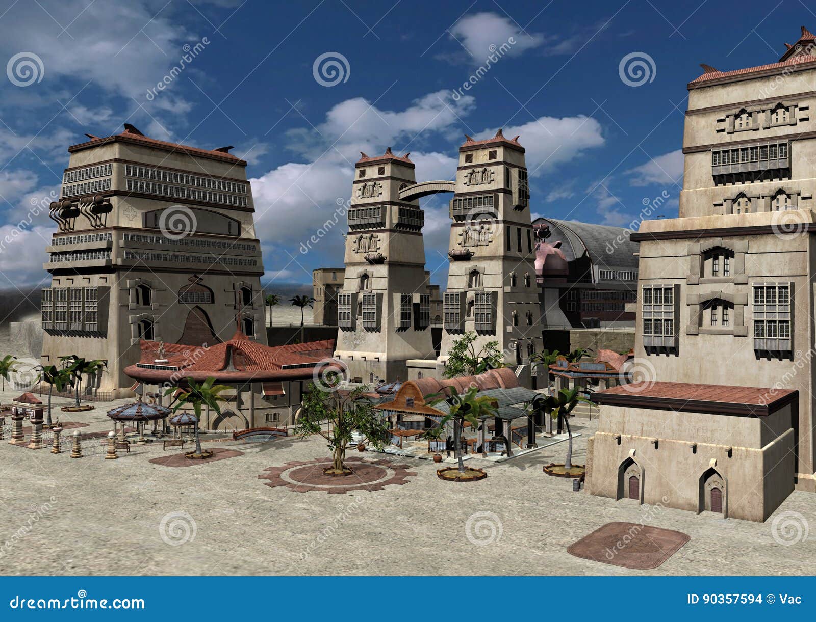 3D Rendering Ancient City stock illustration. Illustration of place ...