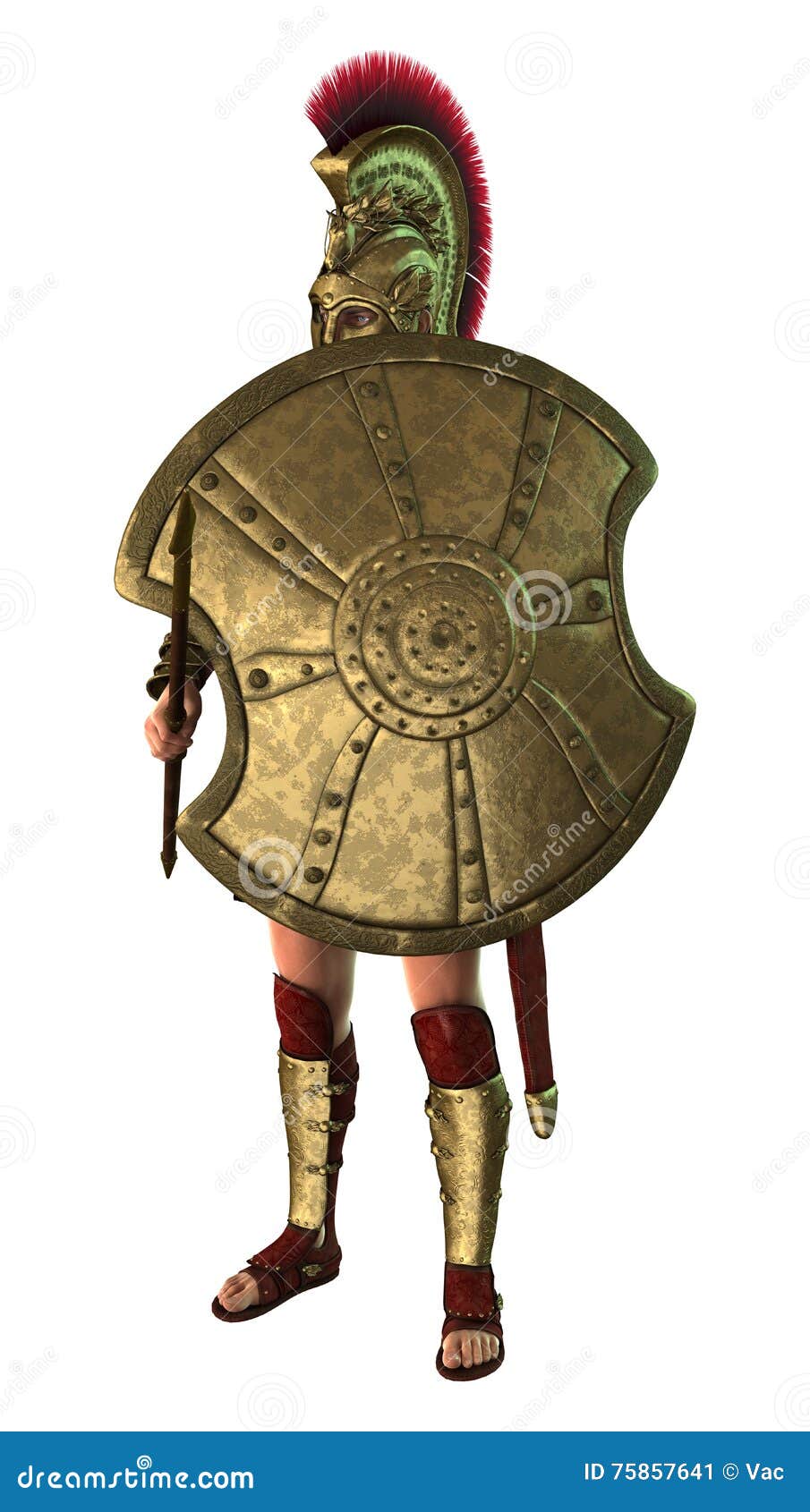 3D Rendering Ancient Greek Soldier On White Stock Illustration ...