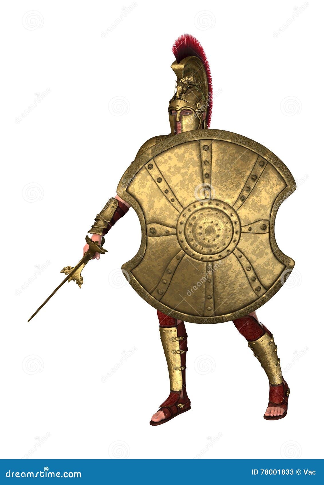 3D Rendering Ancient Greek Soldier on White Stock Illustration ...