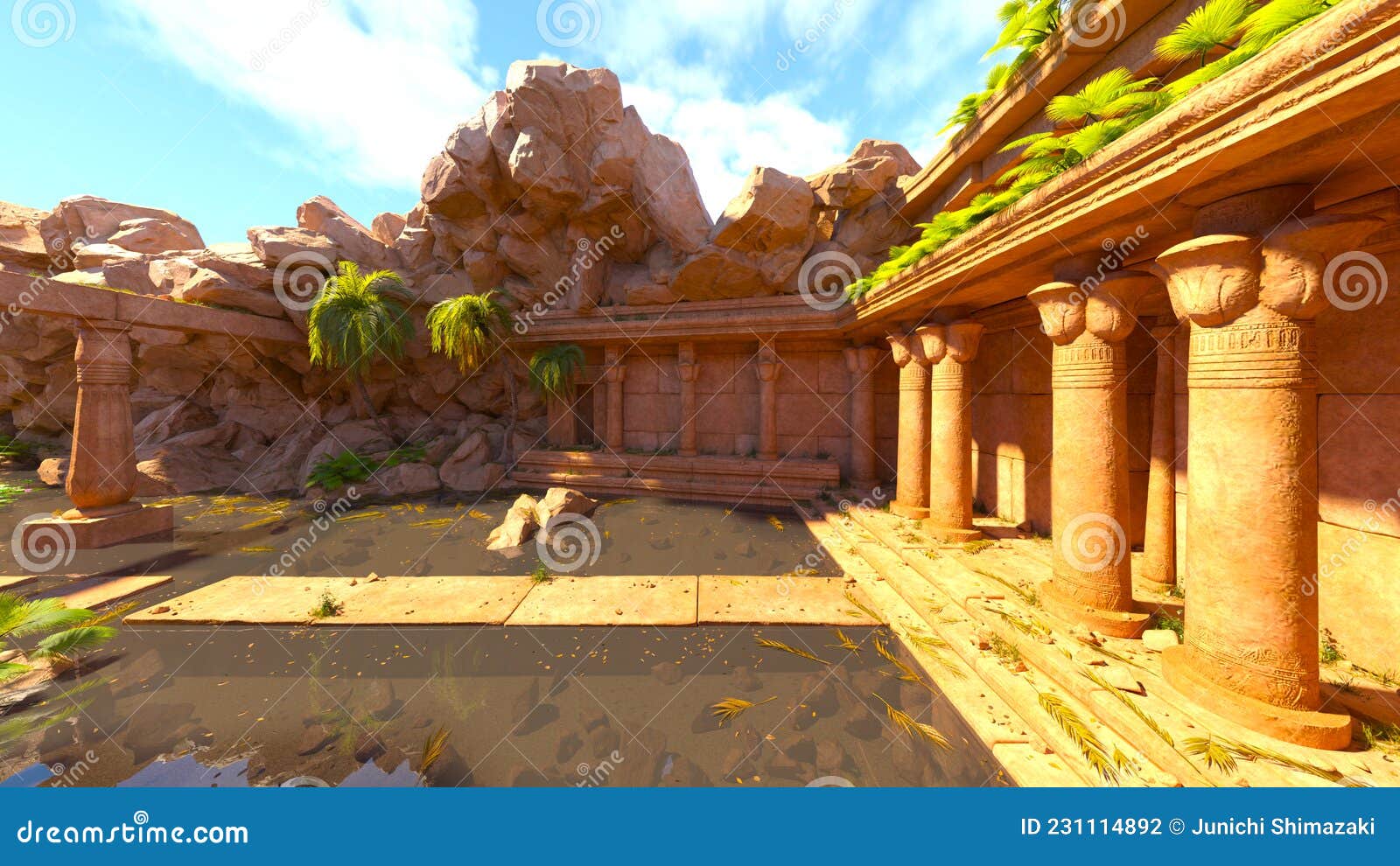 3D Rendering of the Ancient Ruins Stock Illustration - Illustration of ...