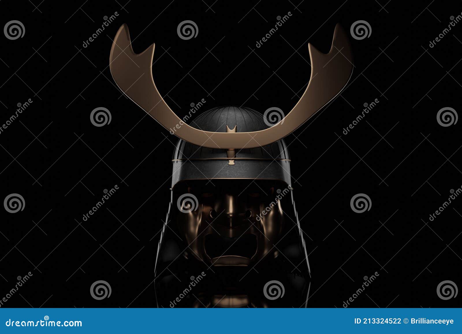 3d Rendering of Ancient Samurai Helmet Type in Low Key Light Stock ...