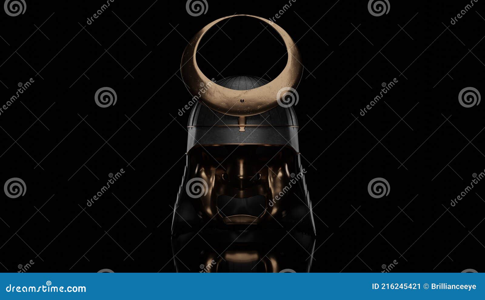 3d Rendering of Ancient Samurai Helmet Type in Low Key Light Stock ...