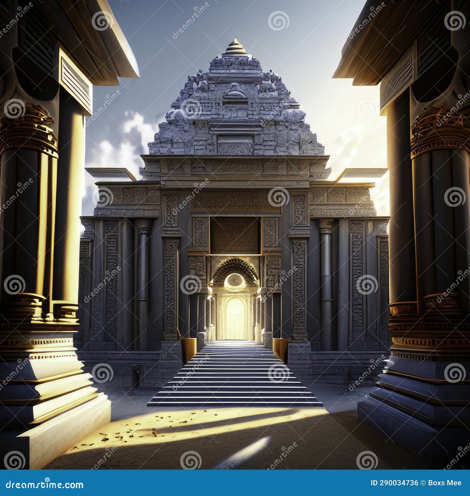 3D Rendering of an Ancient Temple in the Middle of the City AI ...