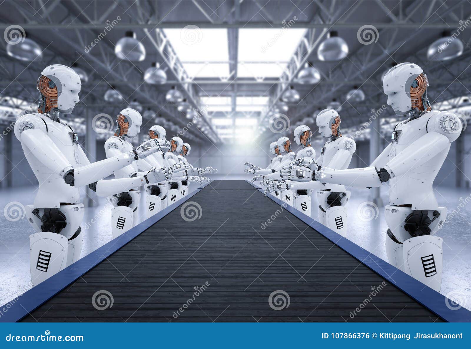 Robot assemble line stock illustration. Illustration of factory - 107866376
